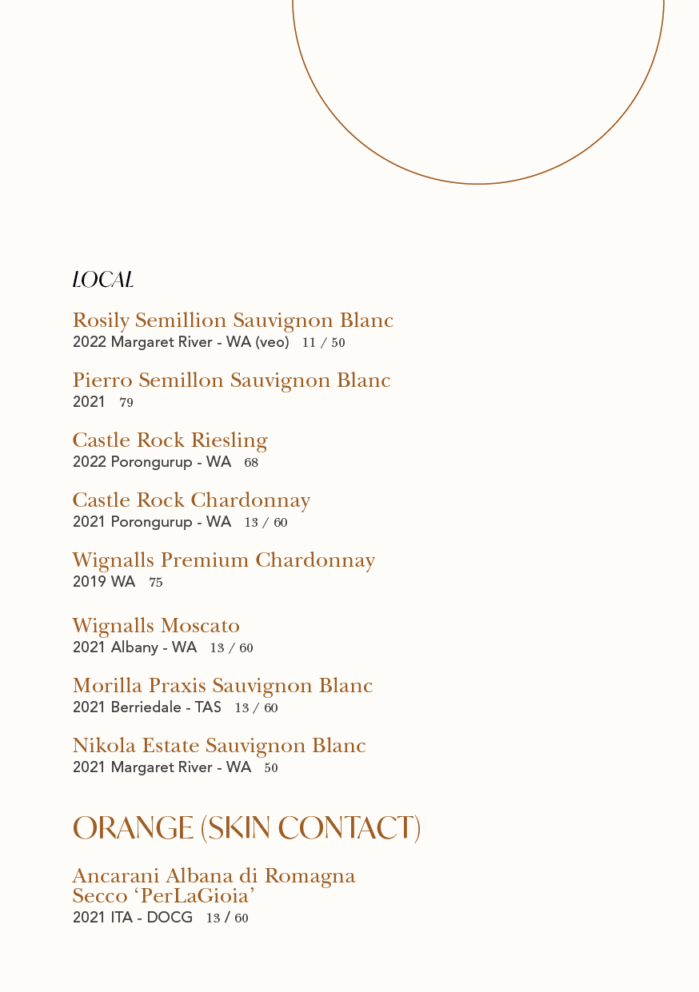 Menu – Amunì Port Coogee